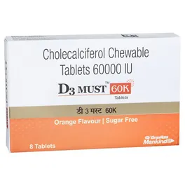 D3 Must 60K Sugar Free Orange Flavour Tablet 8's | Uses, Side Effects ...