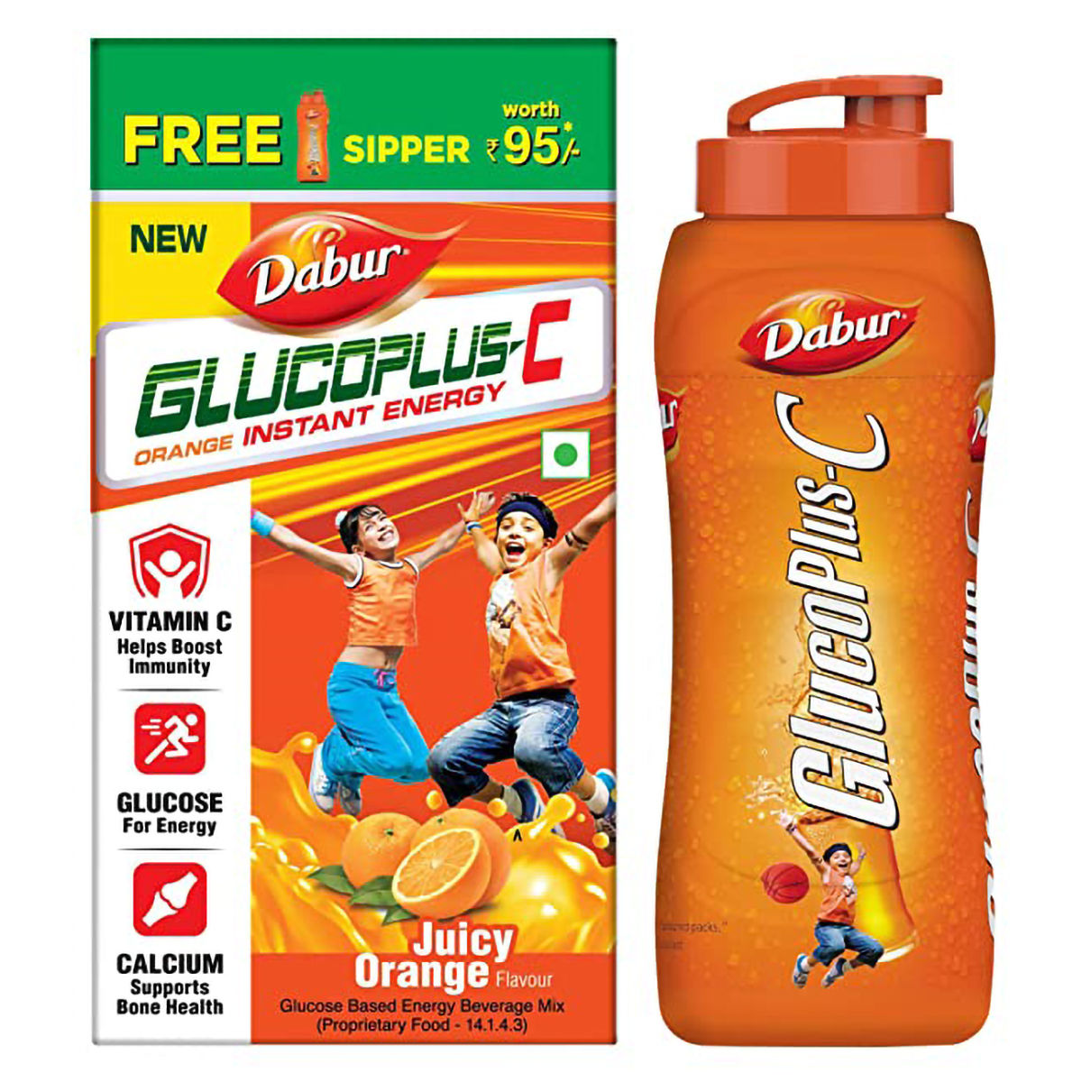 Buy Dabur Glucoplus-C Instant Energy Orange Flavour Powder, 500 gm ...