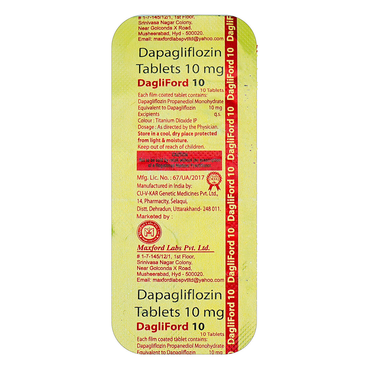 Dagliford 10 Tablet 10's Price, Uses, Side Effects, Composition ...