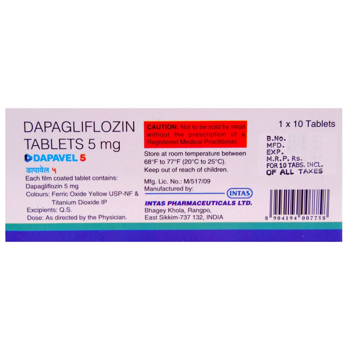 Dapavel 5 mg Tablet 10's Price, Uses, Side Effects, Composition ...