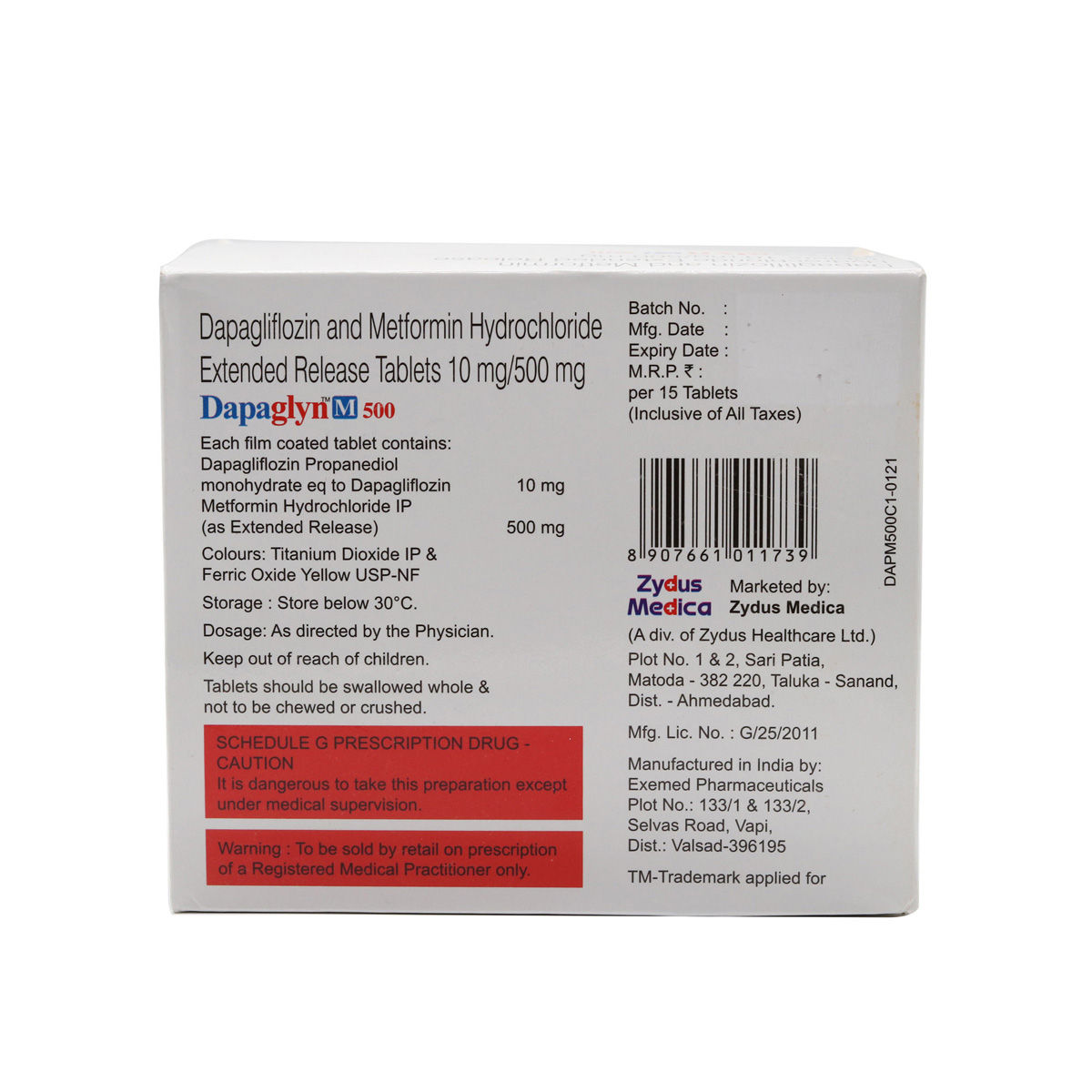 DAPAGLYN M 500 TABLETS 15'S Price, Uses, Side Effects, Composition ...