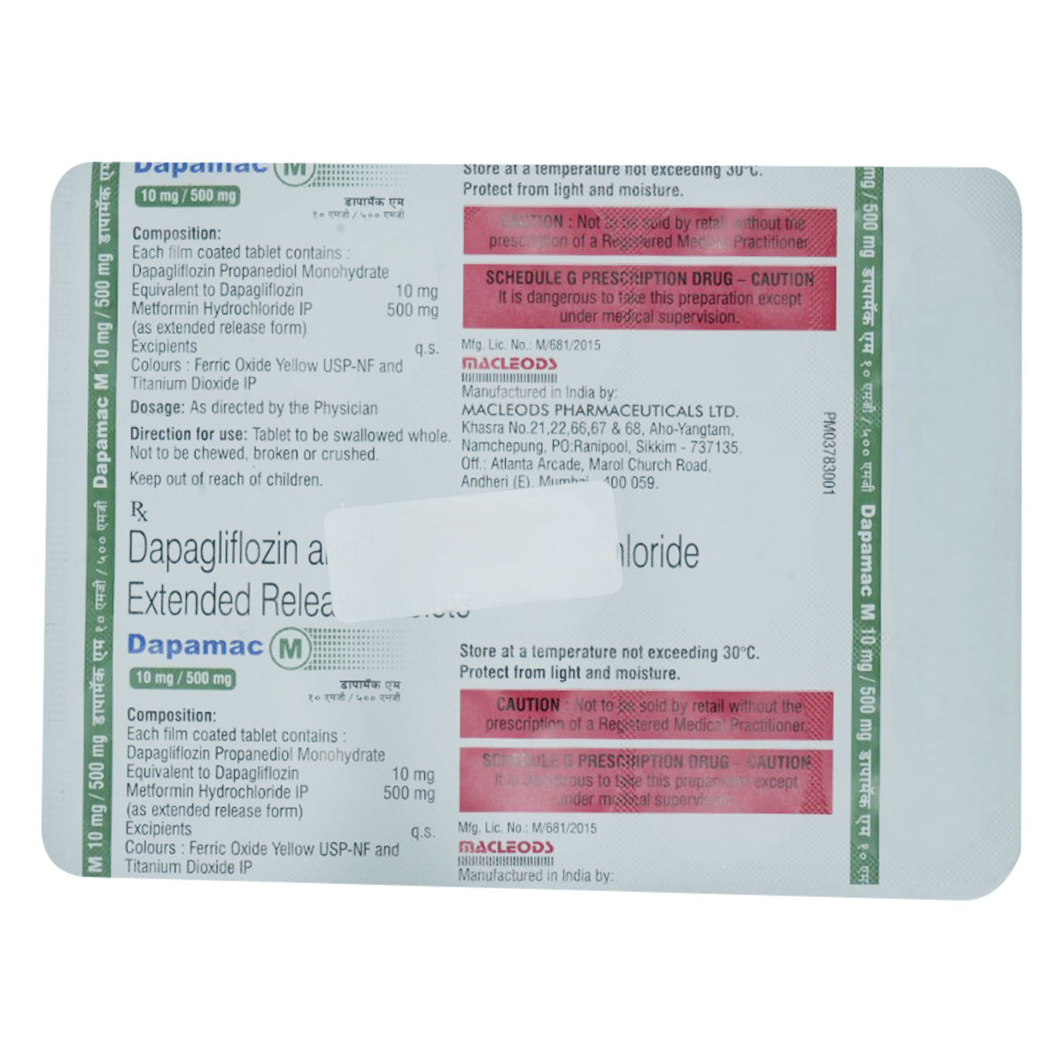 Dapamac M 10/500mg Tablet 15's Price, Uses, Side Effects, Composition ...