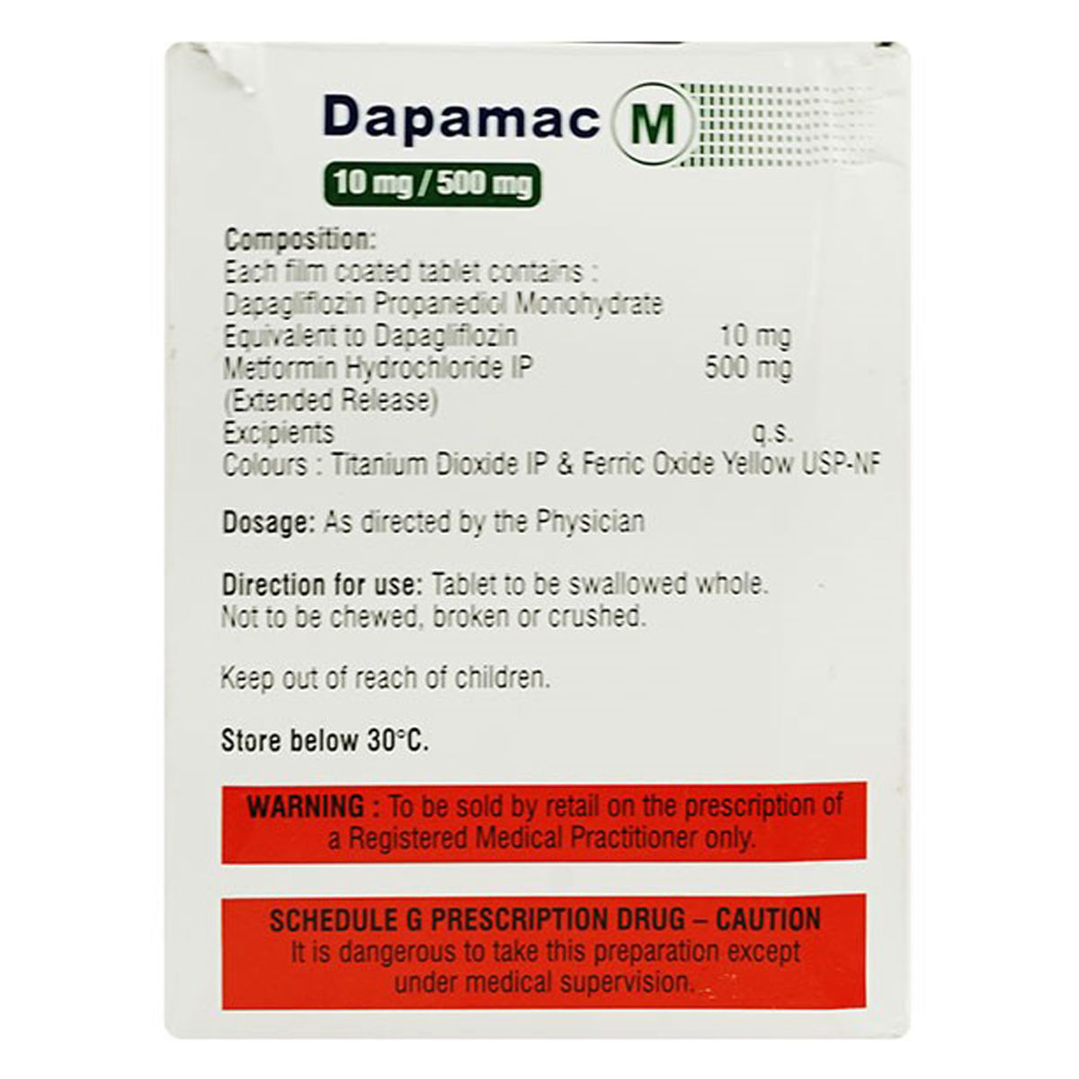 Dapamac M 10 mg/500 mg Tablet 10's Price, Uses, Side Effects ...