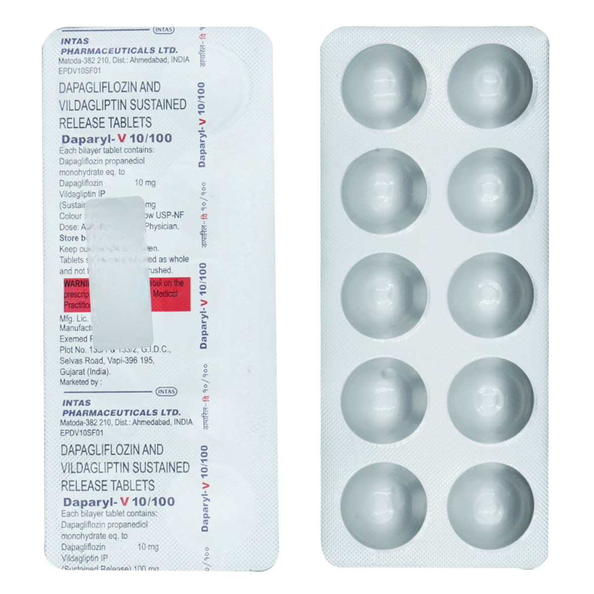 Daparyl-V 10 mg/100 mg Tablet | Uses, Side Effects, Price | Apollo Pharmacy