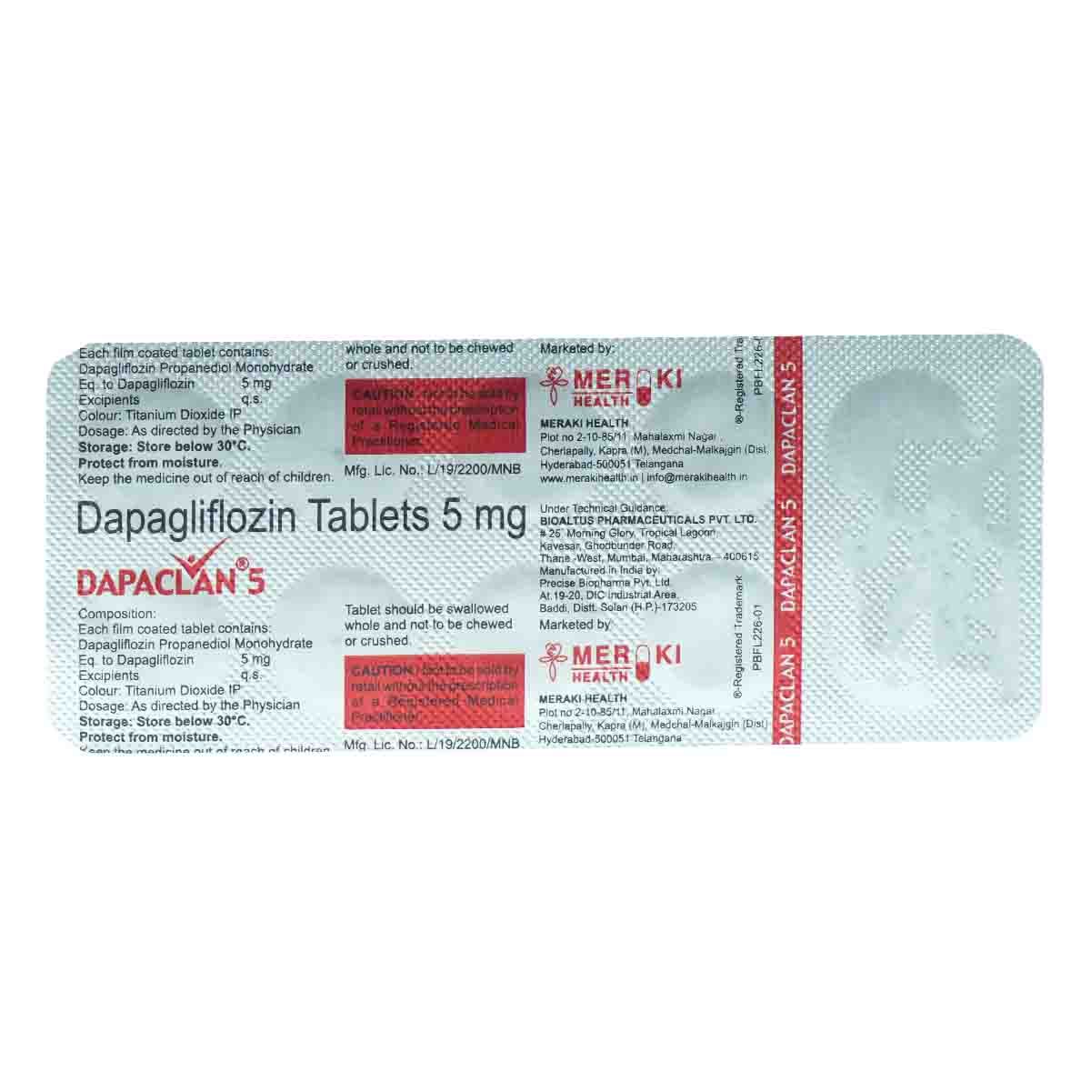 Dapaclan 5 Tab 10'S Price, Uses, Side Effects, Composition - Apollo Pharmacy