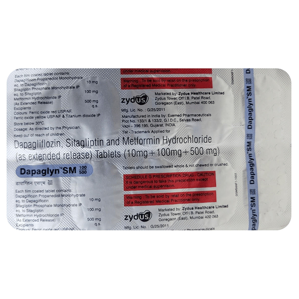 Dapaglyn SM 100/500 Tablet | Uses, Side Effects, Price | Apollo Pharmacy