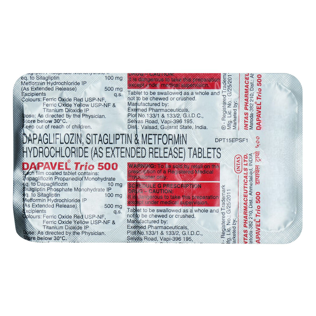 Dapavel Trio 500 Tablet | Uses, Side Effects, Price | Apollo Pharmacy