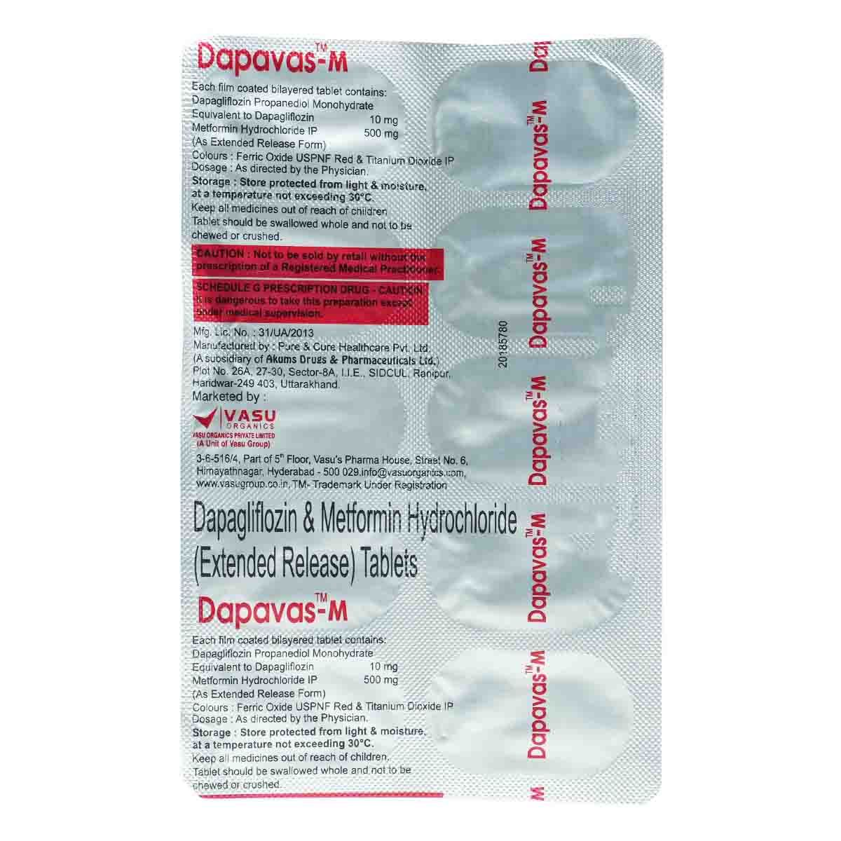 Dapavas-M Tablet 10's Price, Uses, Side Effects, Composition - Apollo ...