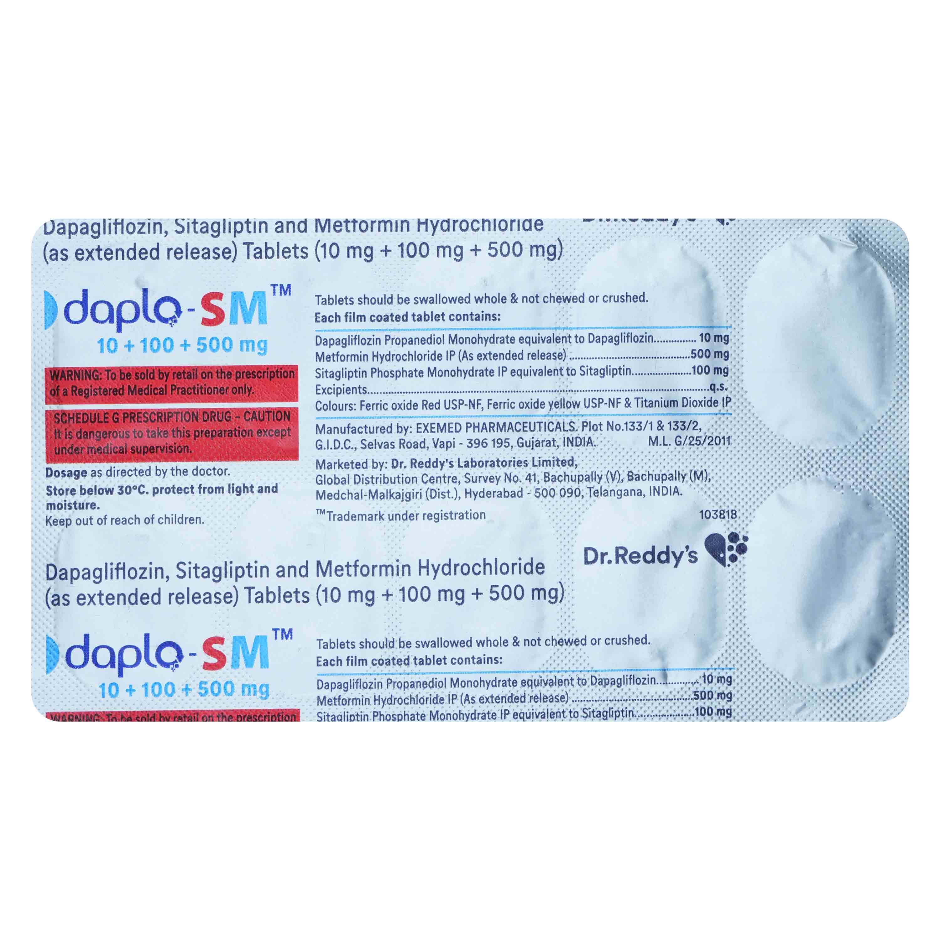 Daplo-SM 10/100/500 Tablet | Uses, Side Effects, Price | Apollo Pharmacy