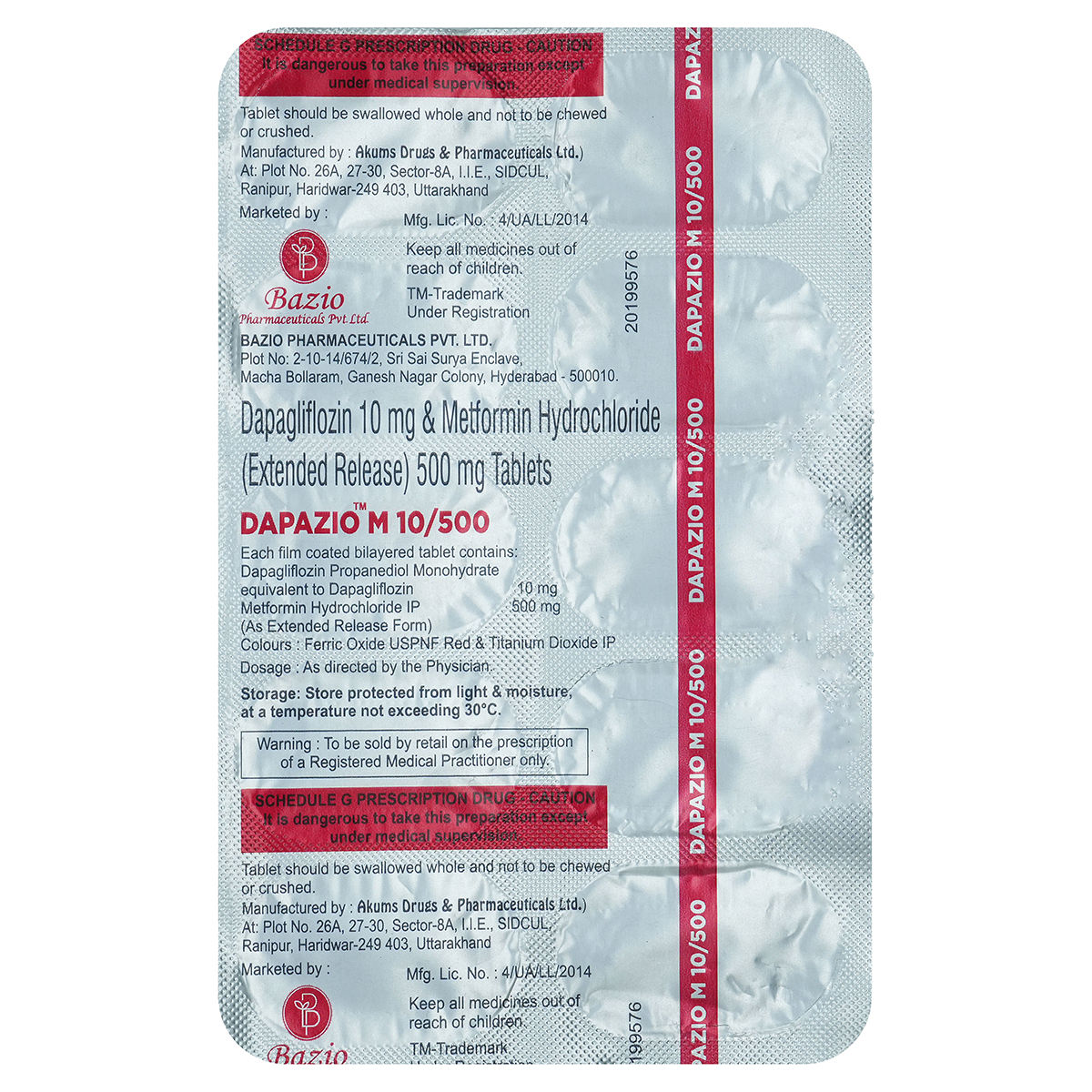 Dapazio M 10/500 Tablet | Uses, Side Effects, Price | Apollo Pharmacy
