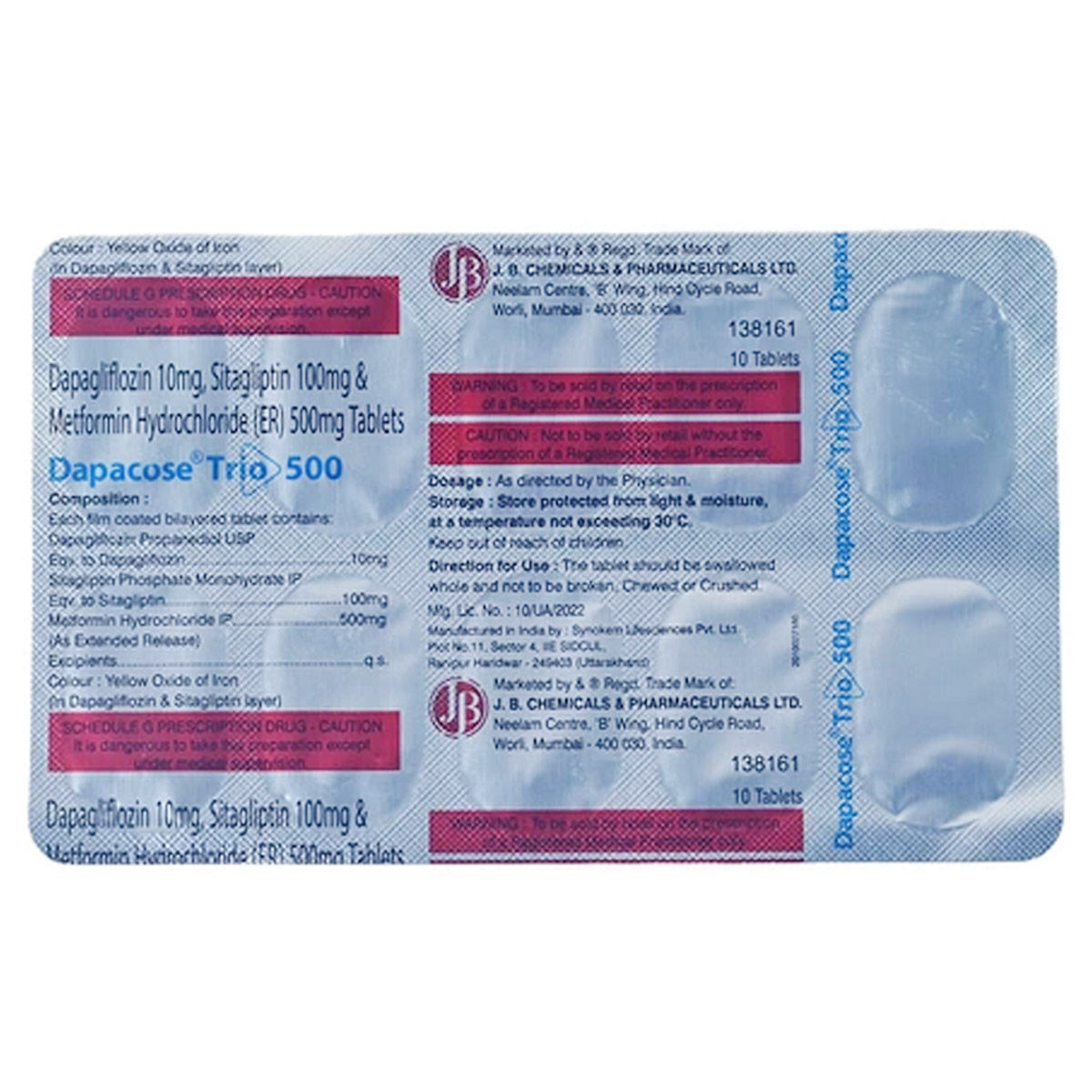 Dapacose Trio 500 Tablet | Uses, Side Effects, Price | Apollo Pharmacy