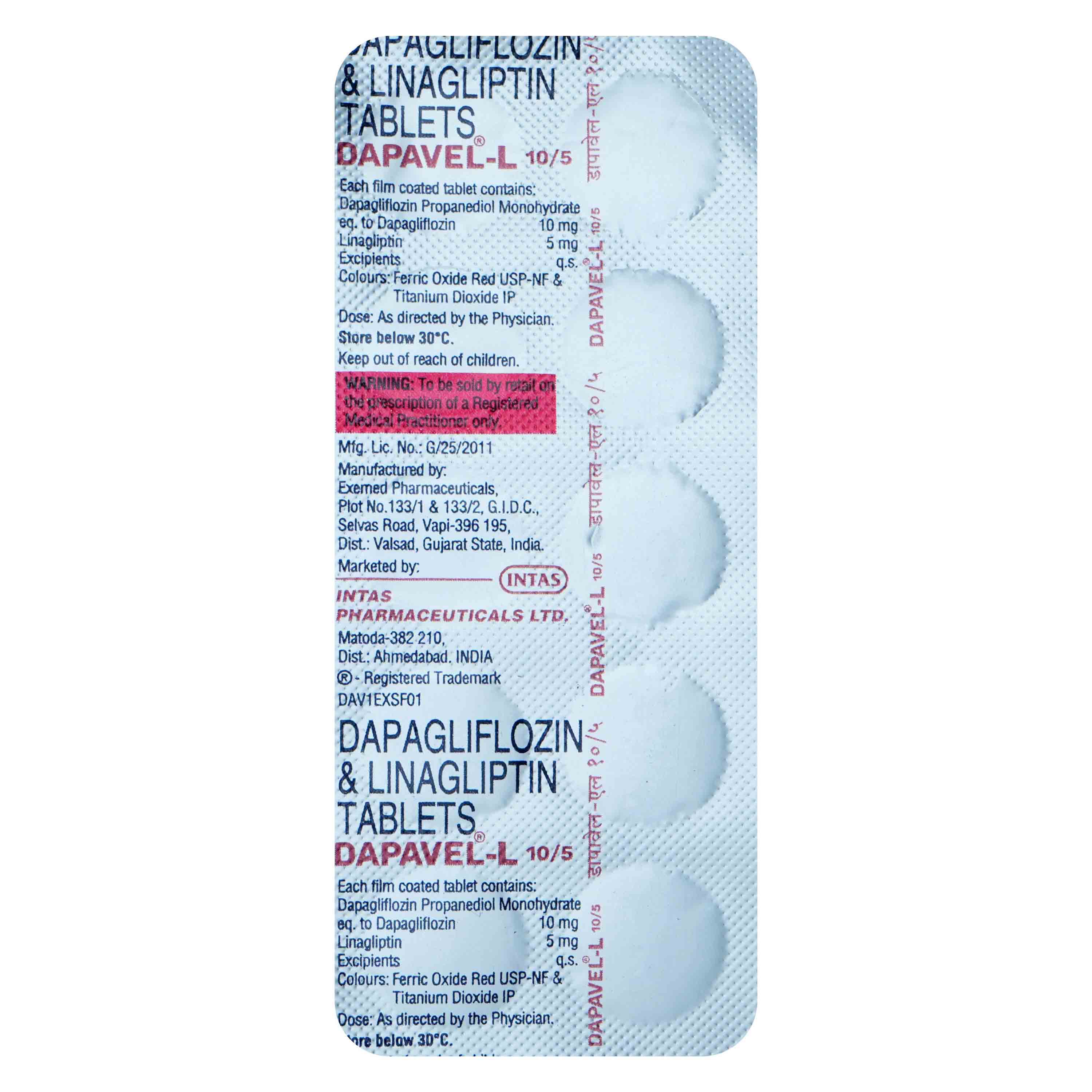 Dapavel-L 10/5 Tablet | Uses, Side Effects, Price | Apollo Pharmacy