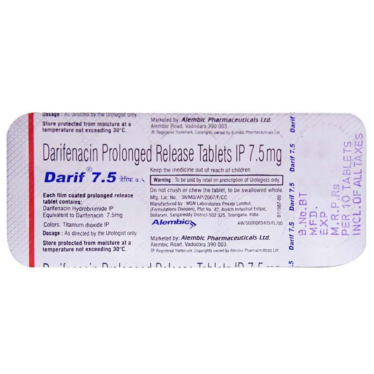 Darif Tablet | Uses, Side Effects, Price | Apollo Pharmacy