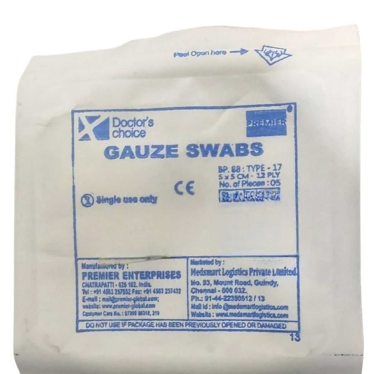 Buy Doctor's Choice Gauze Swabs 5 x 5 cm 12 Ply, 1 Count | 19 Minutes ...