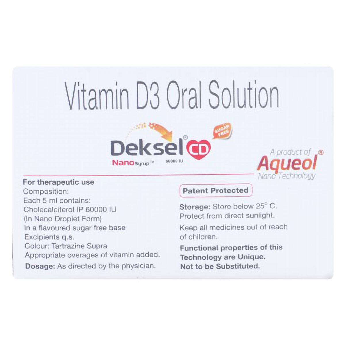 Deksel Cd Nano 60K Sugar Free Solution 5 x 5 ml | Uses, Side Effects ...