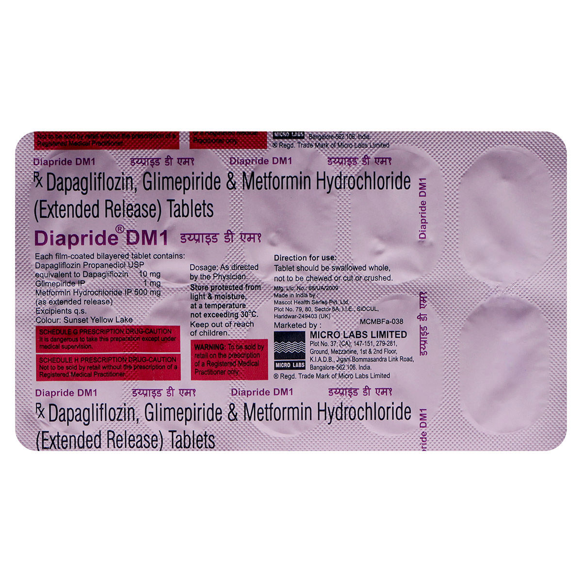 Diapride DM1 Tablet 10's | Uses, Side Effects, Price | Apollo Pharmacy