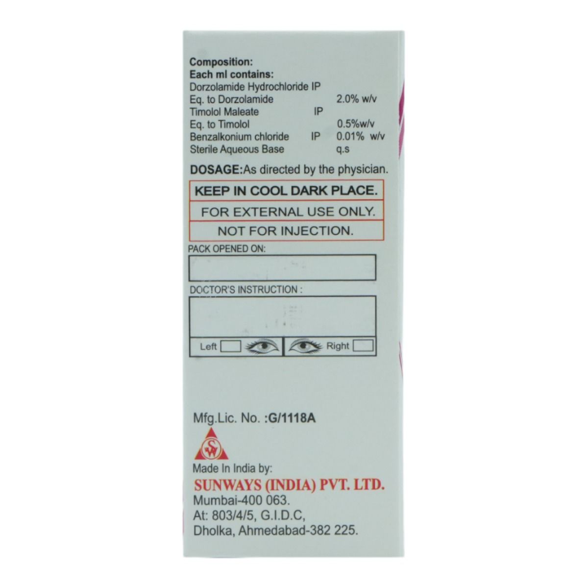 Dorsun T Eye Drops 5 ml | Uses, Side Effects, Price | Apollo Pharmacy