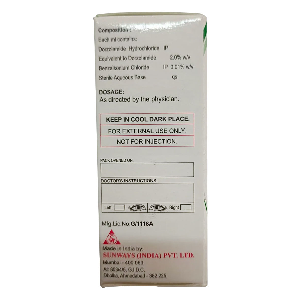 Dorsun Eye Drops 5 ml | Uses, Side Effects, Price | Apollo Pharmacy