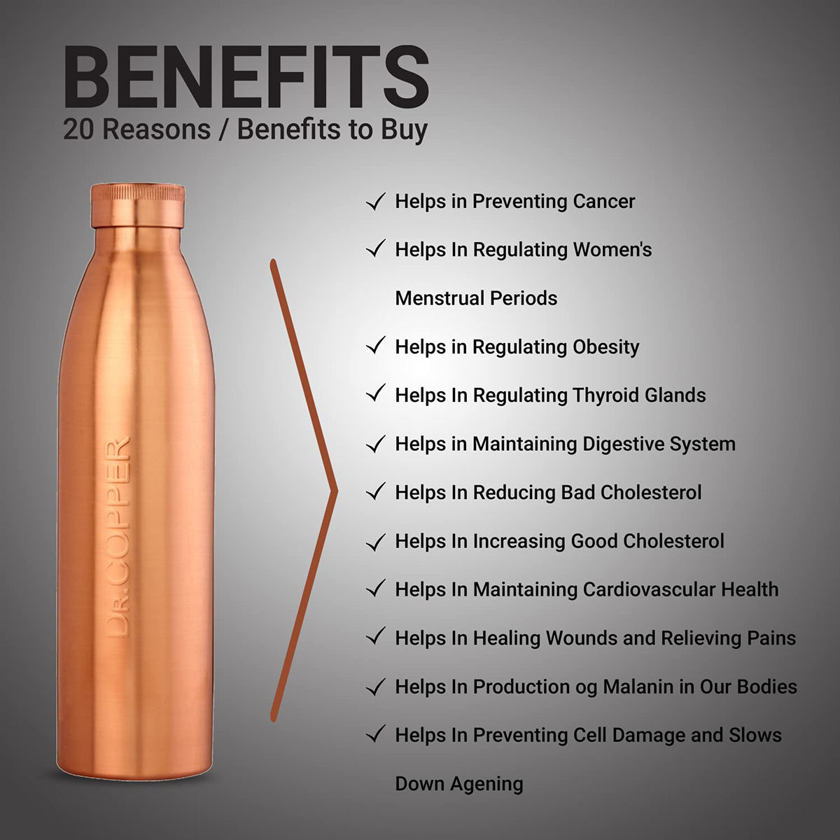 Dr.Copper Water Bottle, 1000 ml Price, Uses, Side Effects, Composition ...