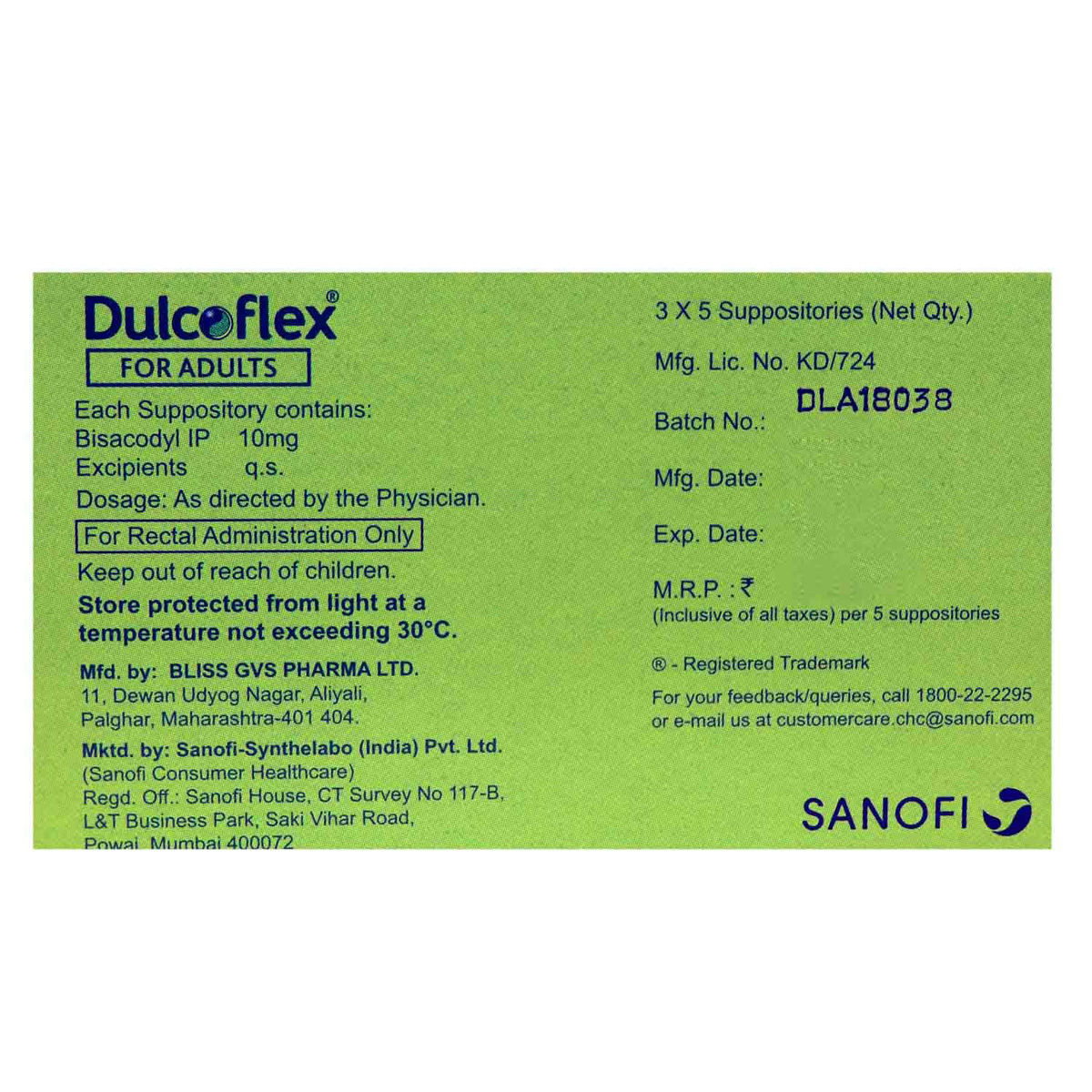 Buy Dulcoflex 10 mg Adults Suppositories | 19 Minutes Delivery | Apollo ...