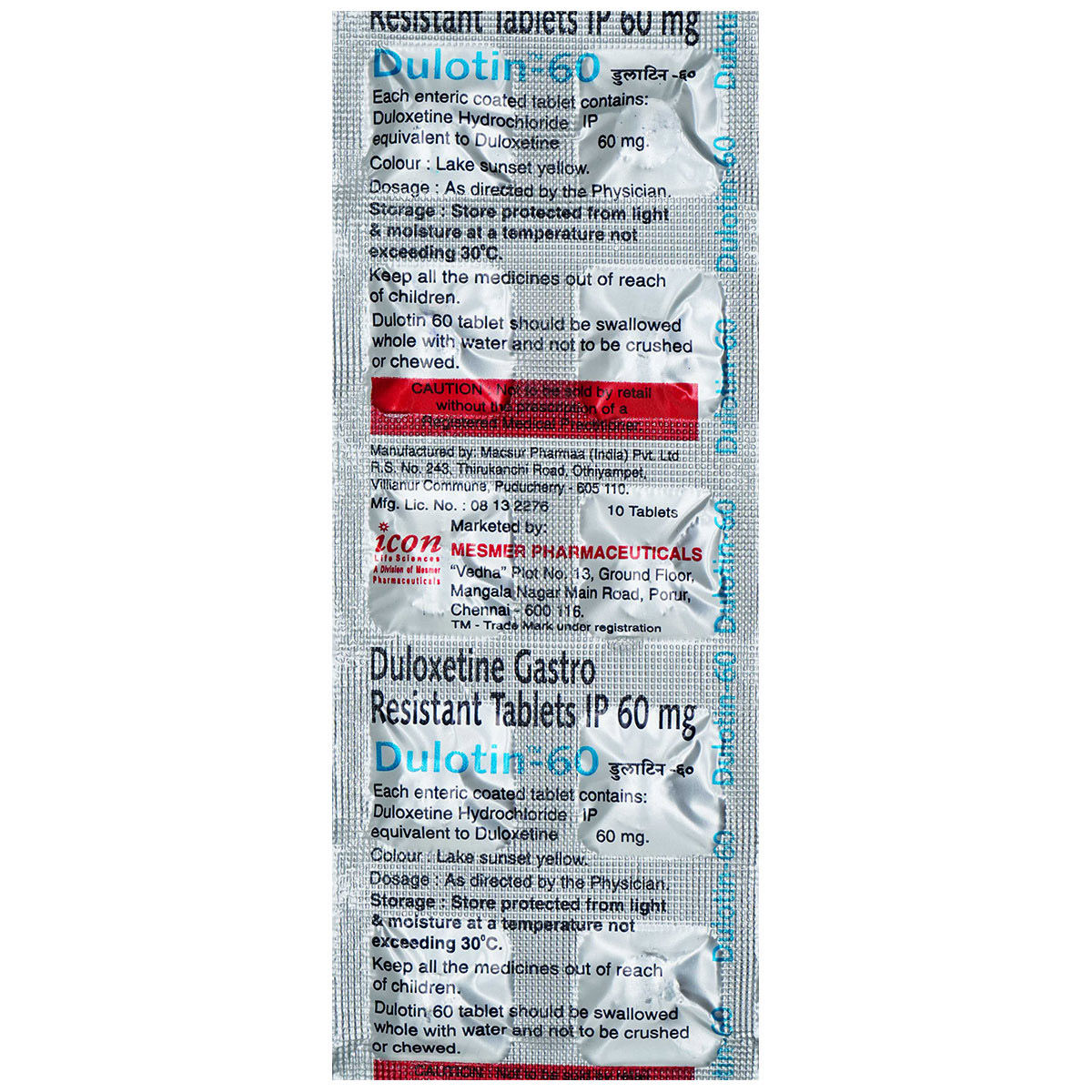 Dulotin-60 Tablet | Uses, Side Effects, Price | Apollo Pharmacy