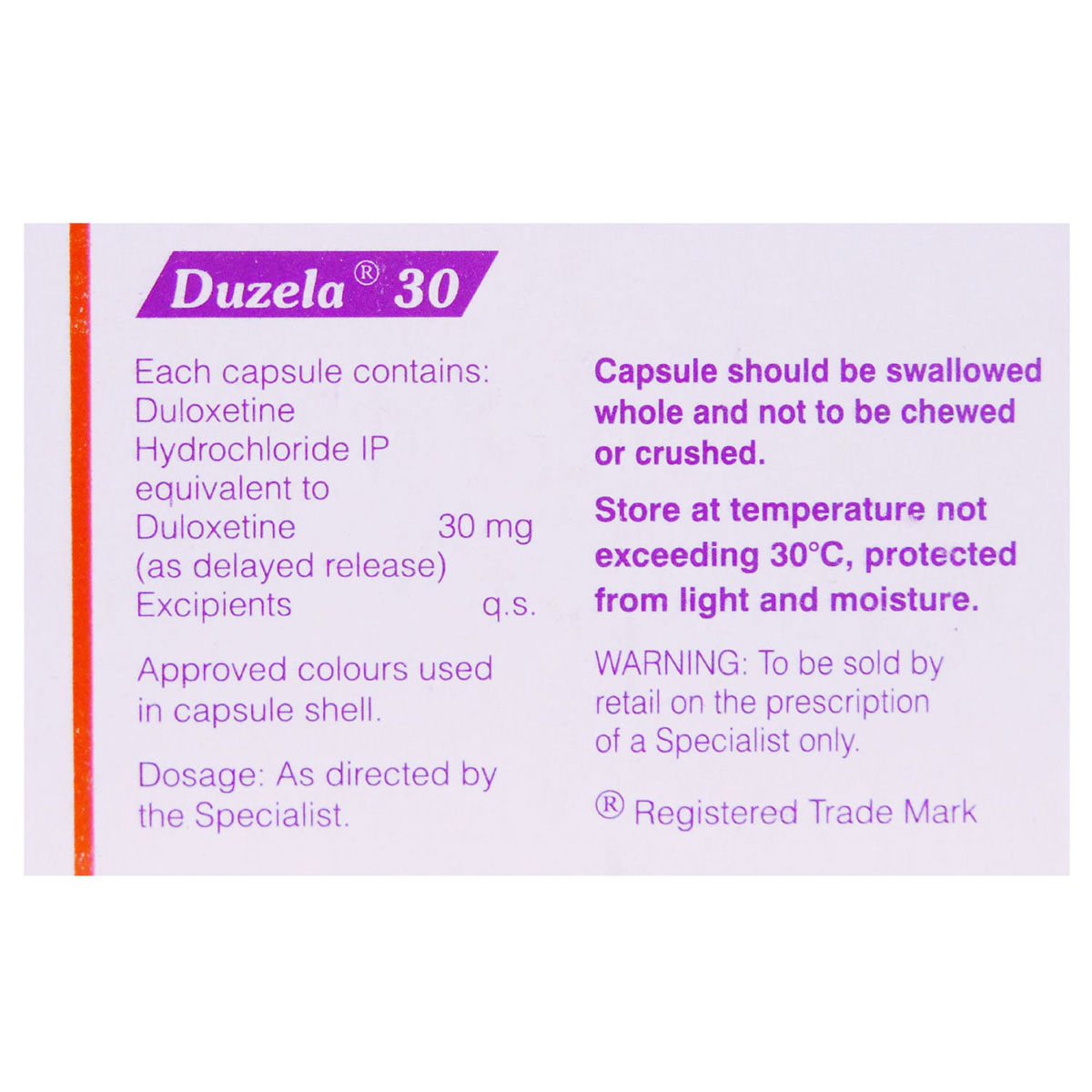 Duzela 30 Capsule 10's Price, Uses, Side Effects, Composition - Apollo ...