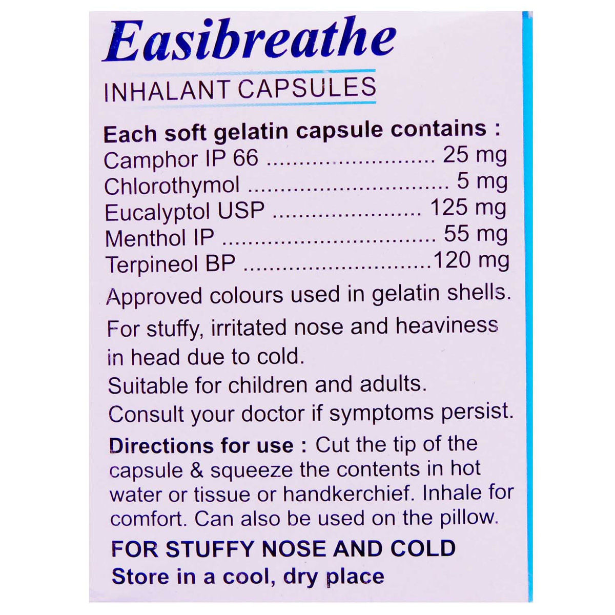 Buy Easibreathe Inhalant Capsule | 19 Minutes Delivery | Apollo Pharmacy