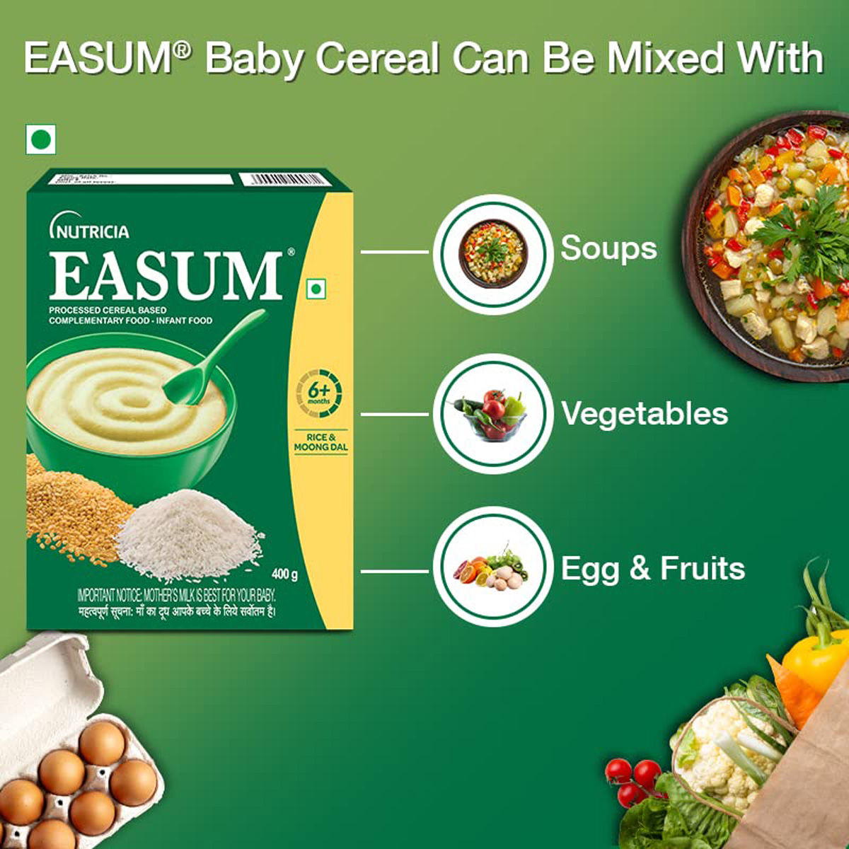 Nutrica Easum Rice & Moong Dal Baby Cereal, 400 gm Price, Uses, Side ...