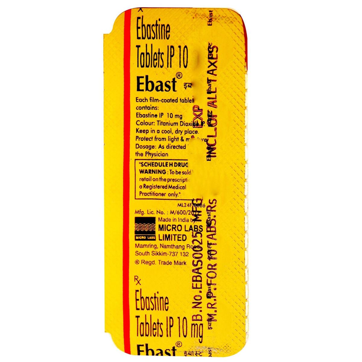 Ebast Tablet 10's Price, Uses, Side Effects, Composition - Apollo Pharmacy