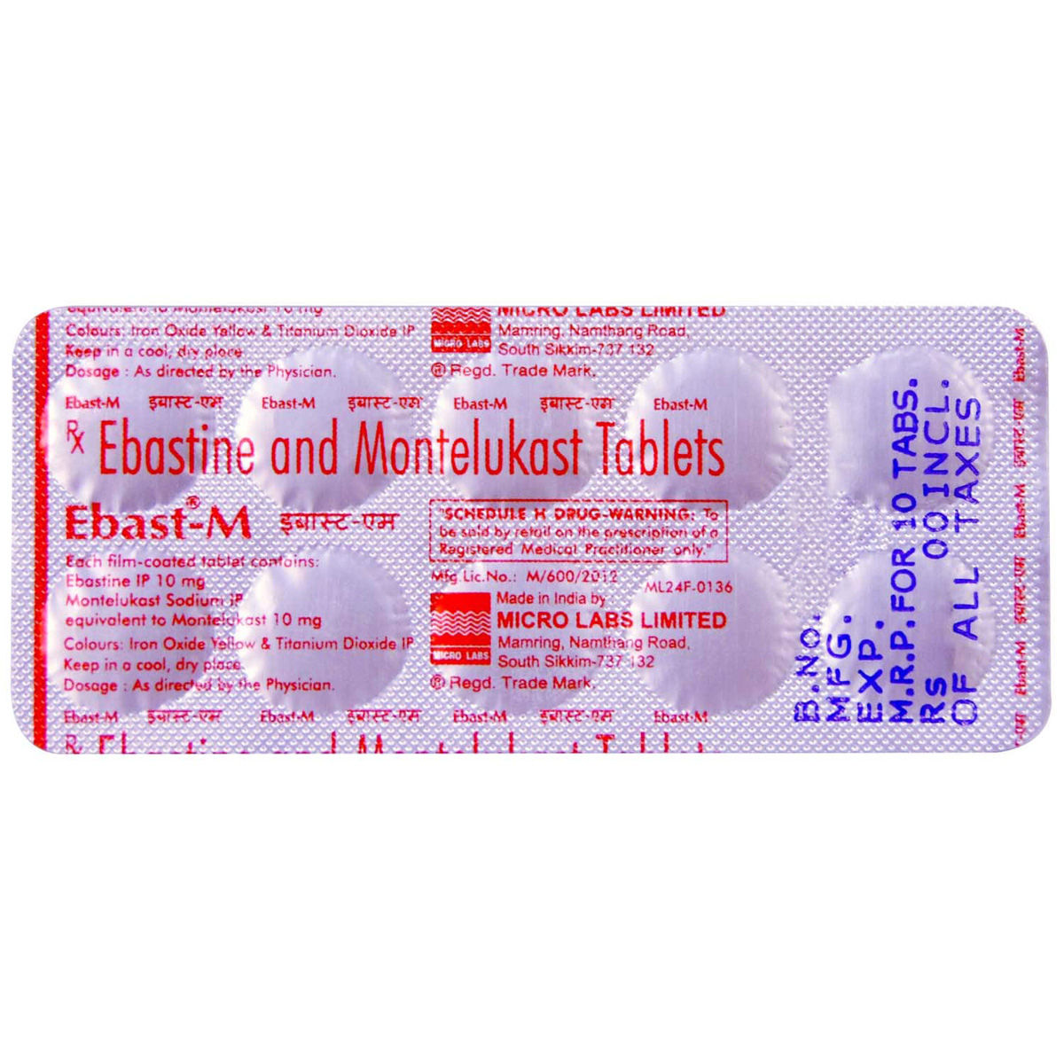 Ebast-M Tablet 10's Price, Uses, Side Effects, Composition - Apollo Pharmacy