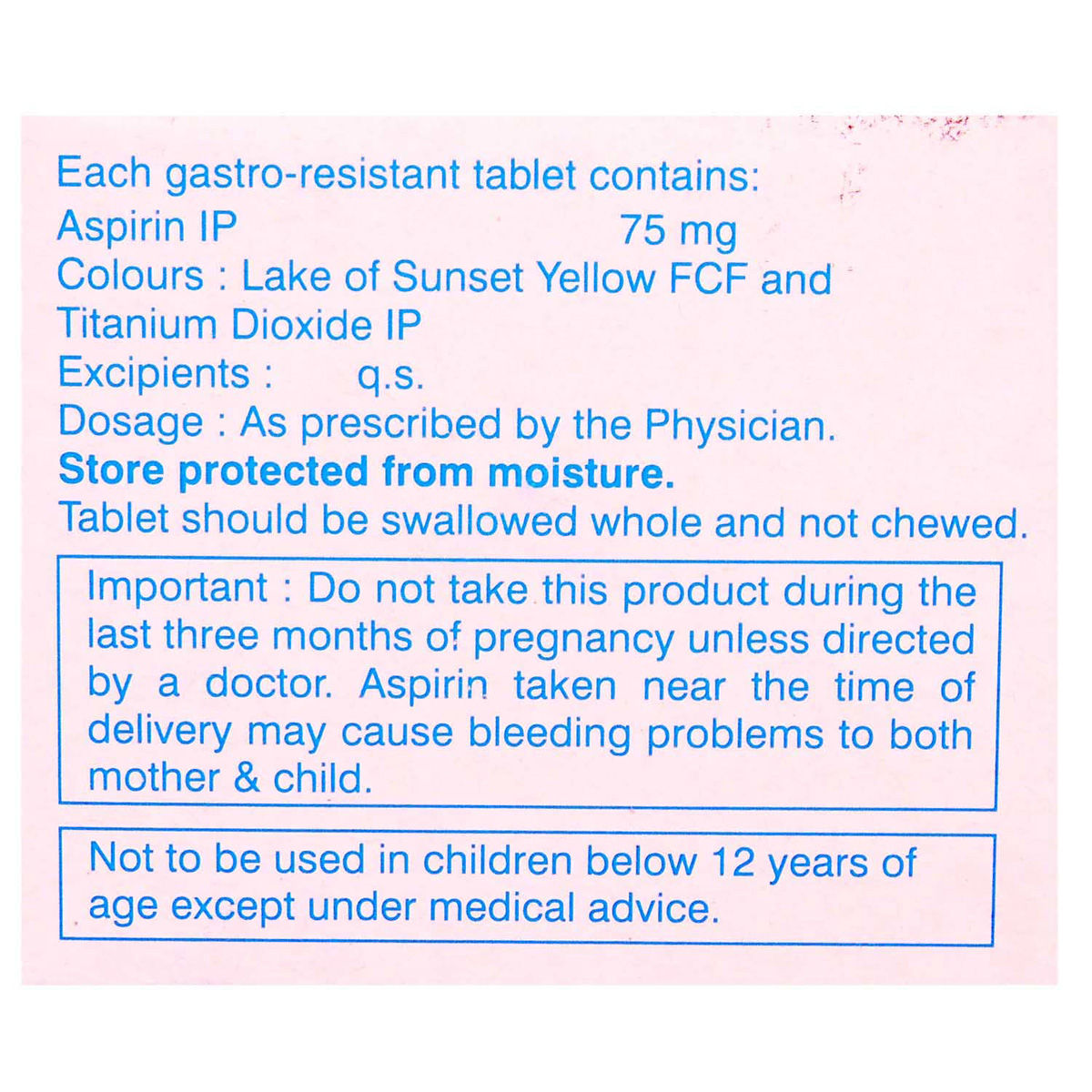 Ecosprin 75 Tablet | Uses, Side Effects, Price | Apollo Pharmacy