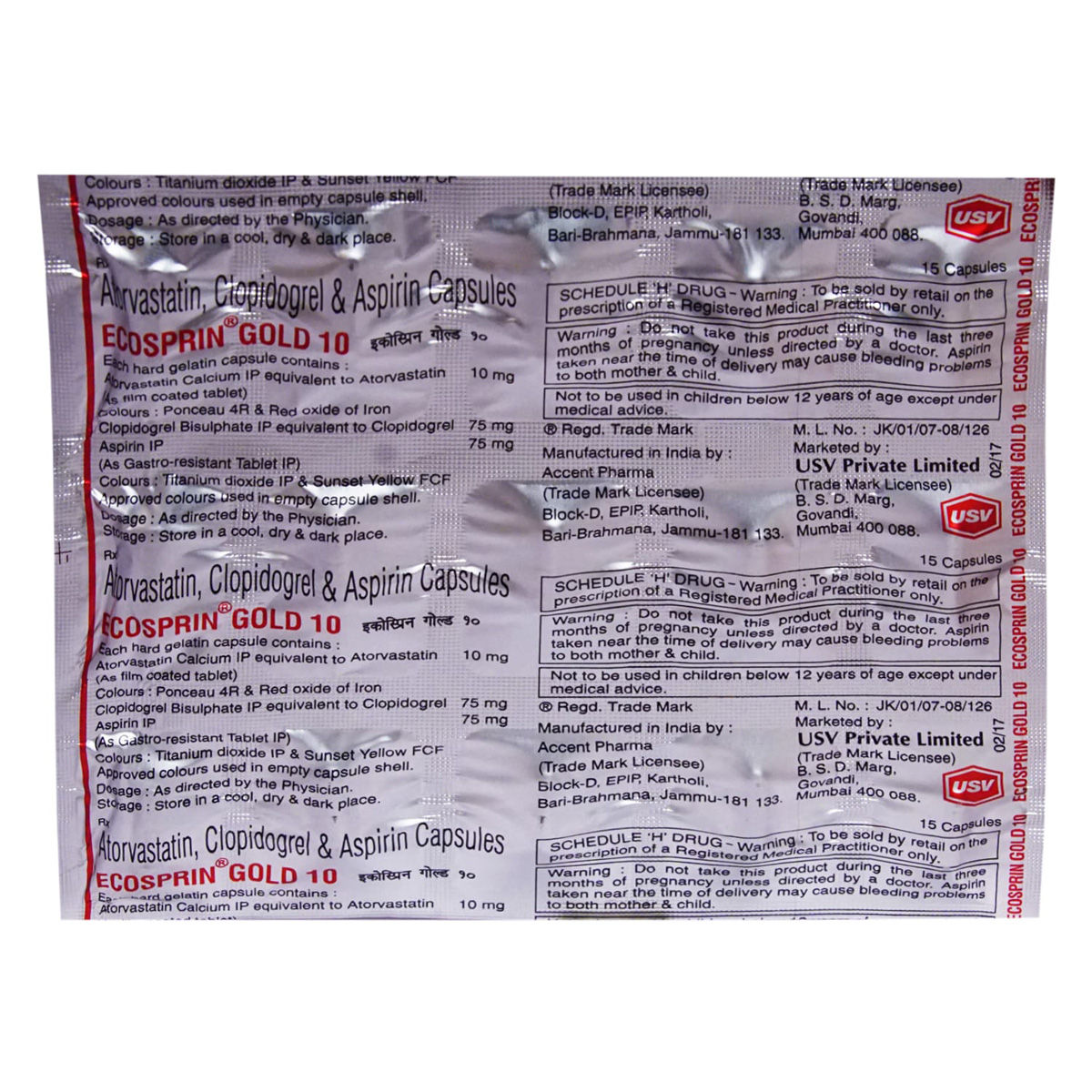 Ecosprin Gold 10 Capsule | Uses, Side Effects, Price | Apollo Pharmacy