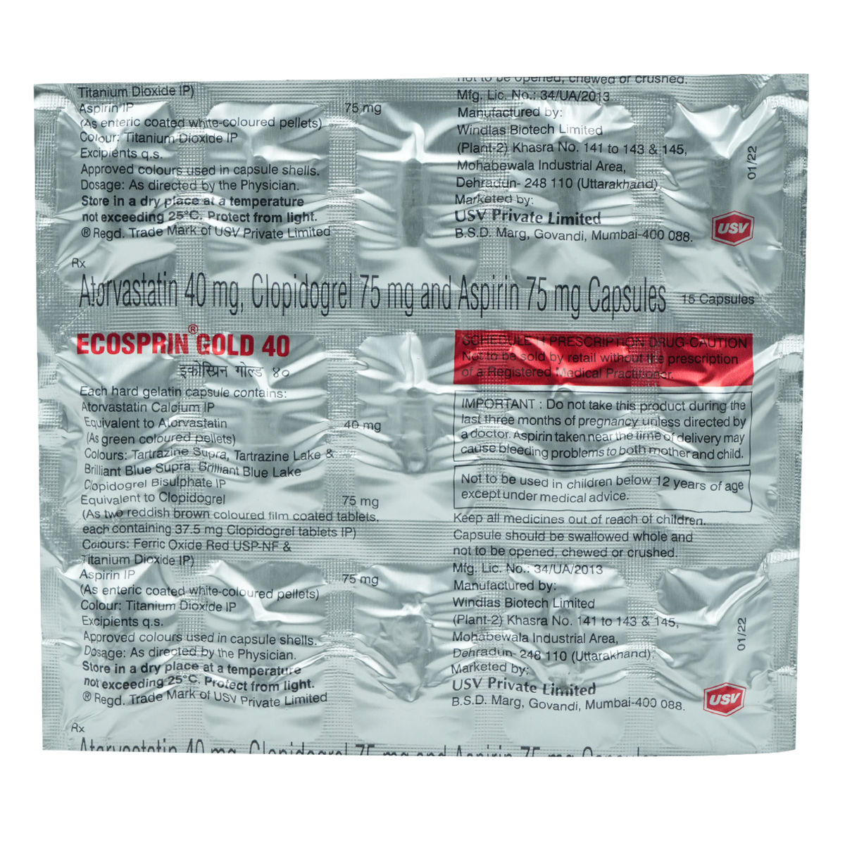 Ecosprin Gold 40 Capsule | Uses, Side Effects, Price | Apollo Pharmacy