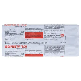 Ecosprin AV 75/20 Capsule 15's | Uses, Side Effects, Price | Apollo ...