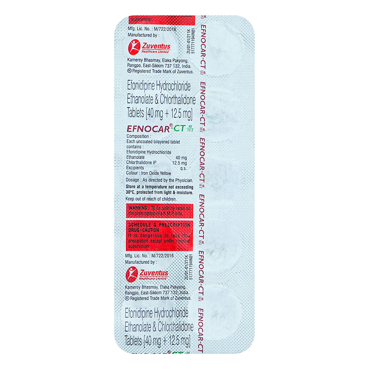 Efnocar-CT 40/12.5 Tablet | Uses, Side Effects, Price | Apollo Pharmacy
