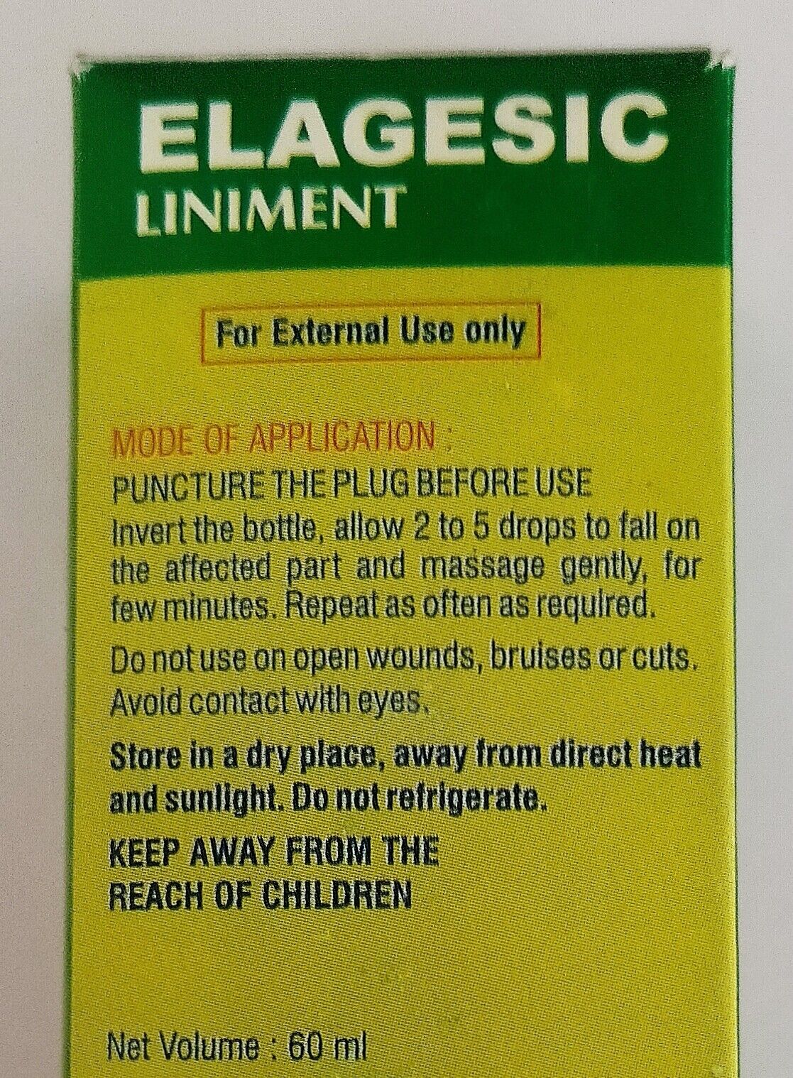 Elagesic Liniment, 60 ml Price, Uses, Side Effects, Composition ...