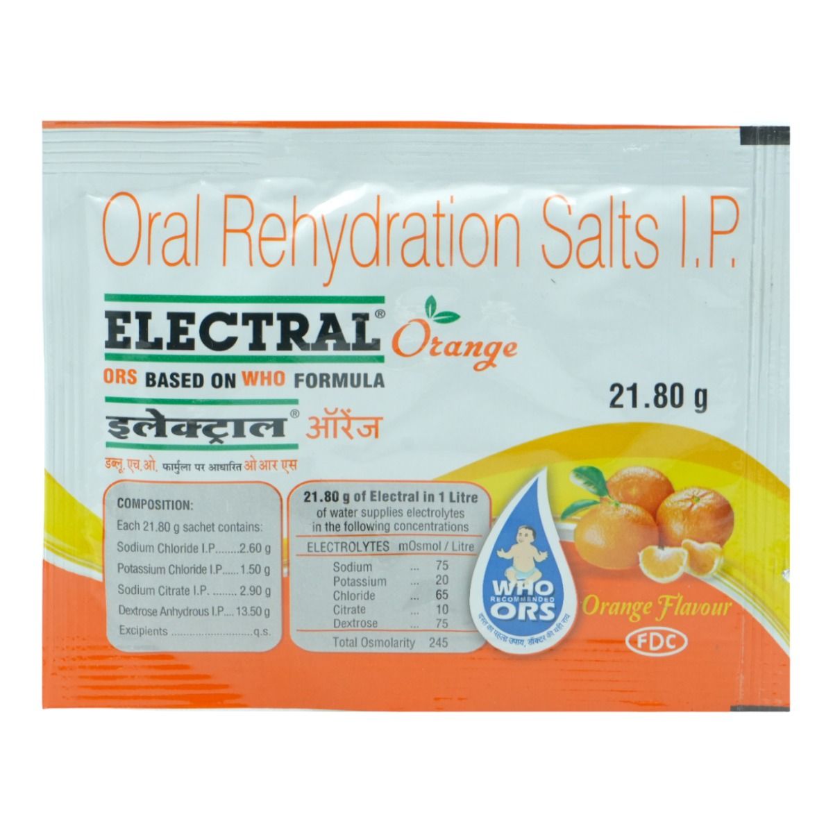 Electral Orange Flavour Sachet 21.8 gm | Uses, Side Effects, Price ...