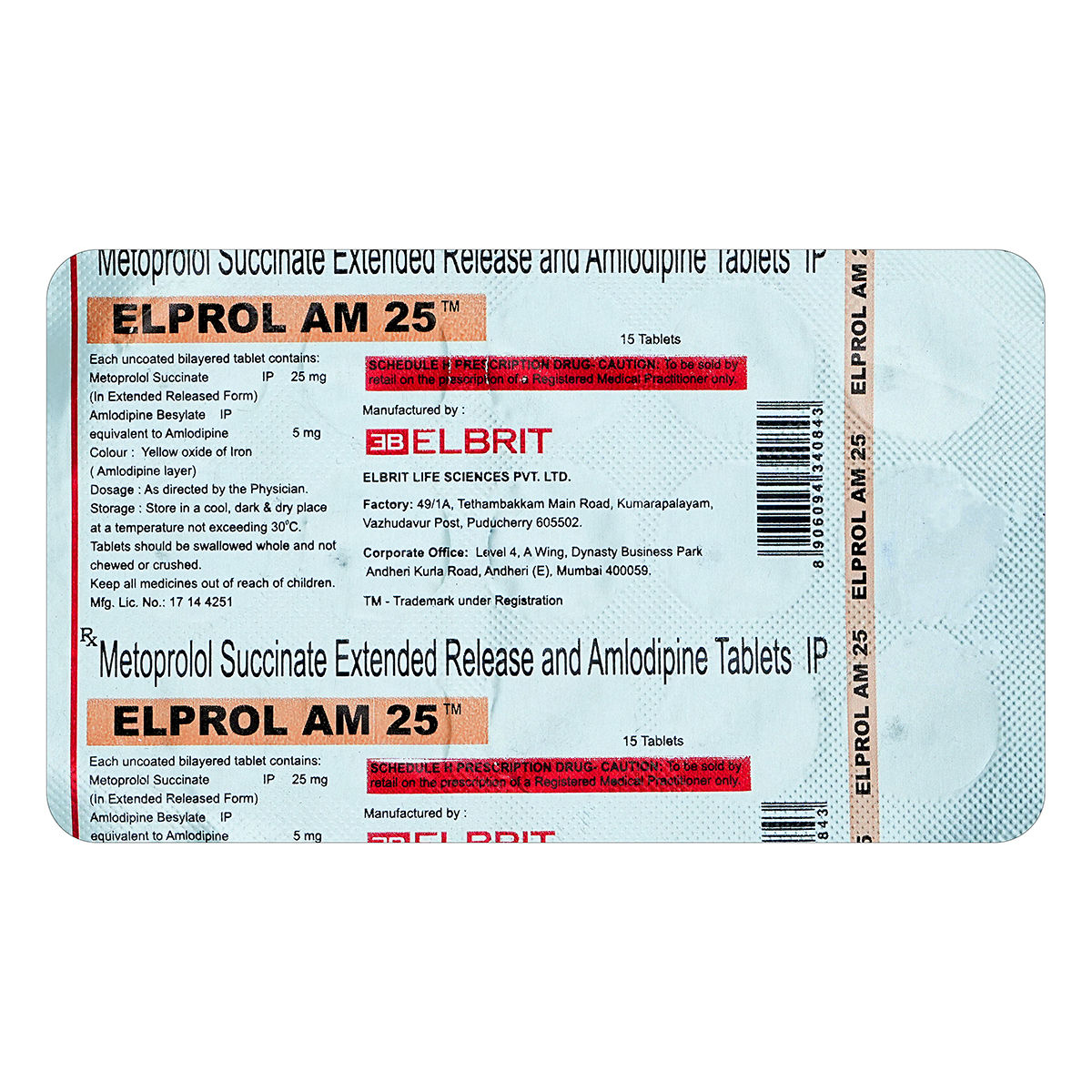 Elprol AM 5 mg/25 mg Tablet | Uses, Side Effects, Price | Apollo Pharmacy