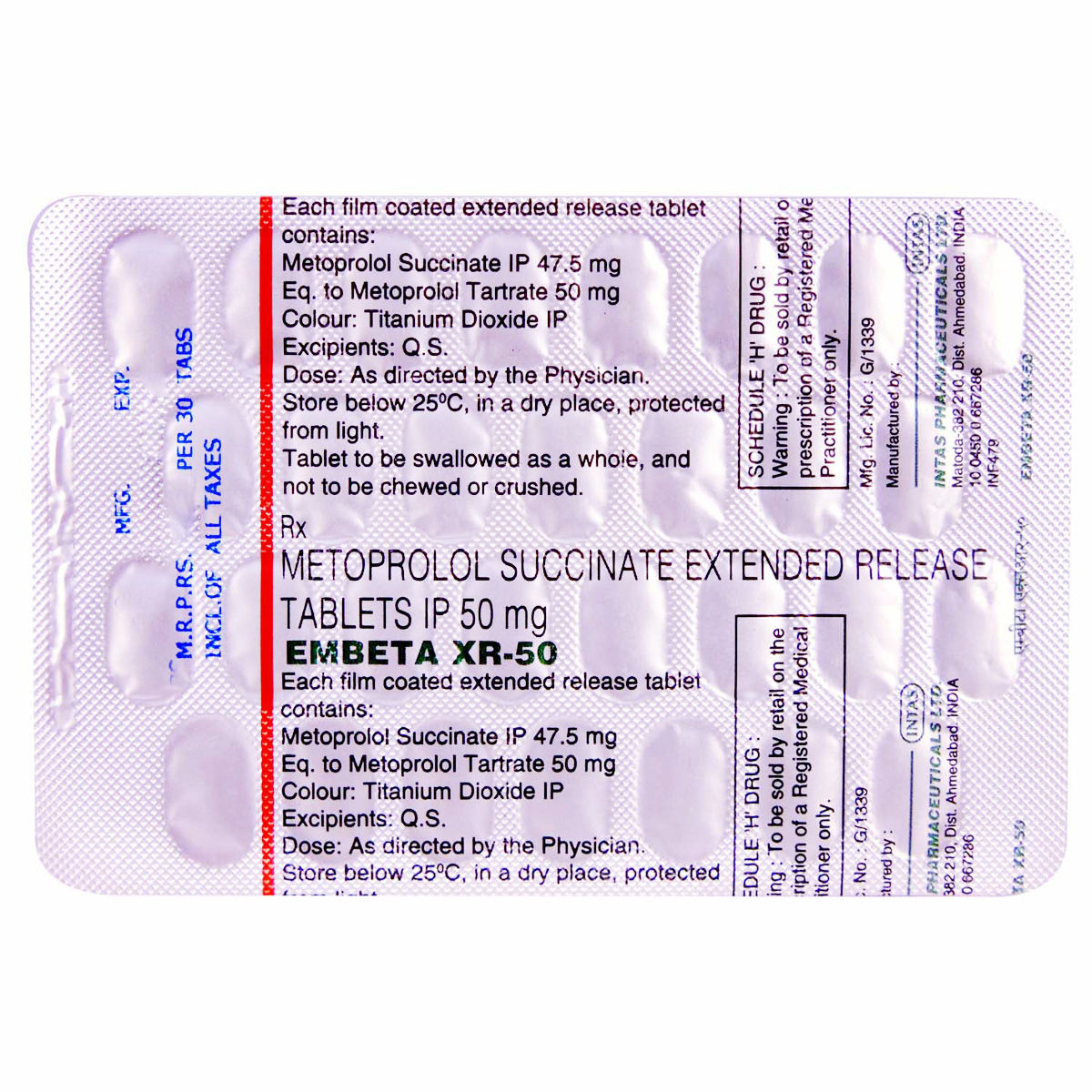 Embeta XR-50 Tablet 30's Price, Uses, Side Effects, Composition ...
