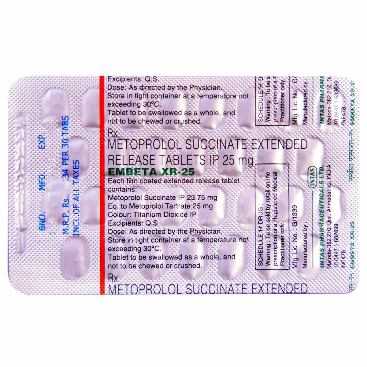 Embeta XR-25 Tablet | Uses, Side Effects, Price | Apollo Pharmacy