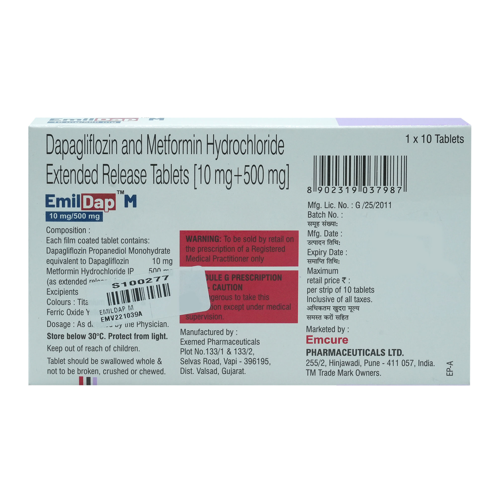 Emildap M 10/500 mg Tablet 10's Price, Uses, Side Effects, Composition ...