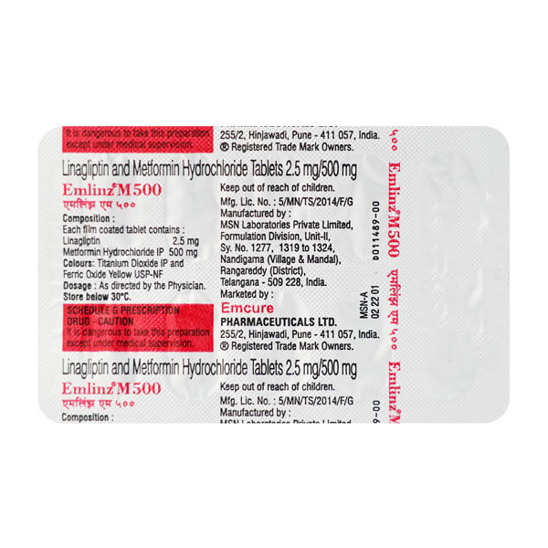 Emlinz M 500 Tablet | Uses, Side Effects, Price | Apollo Pharmacy
