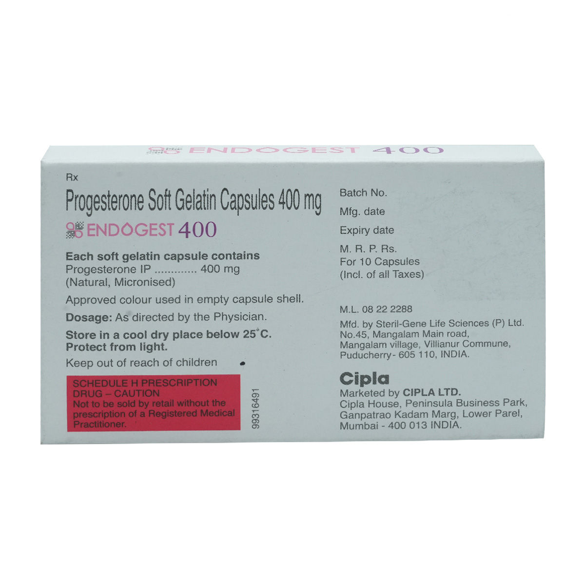 Endogest 400 Capsule 10's Price, Uses, Side Effects, Composition ...