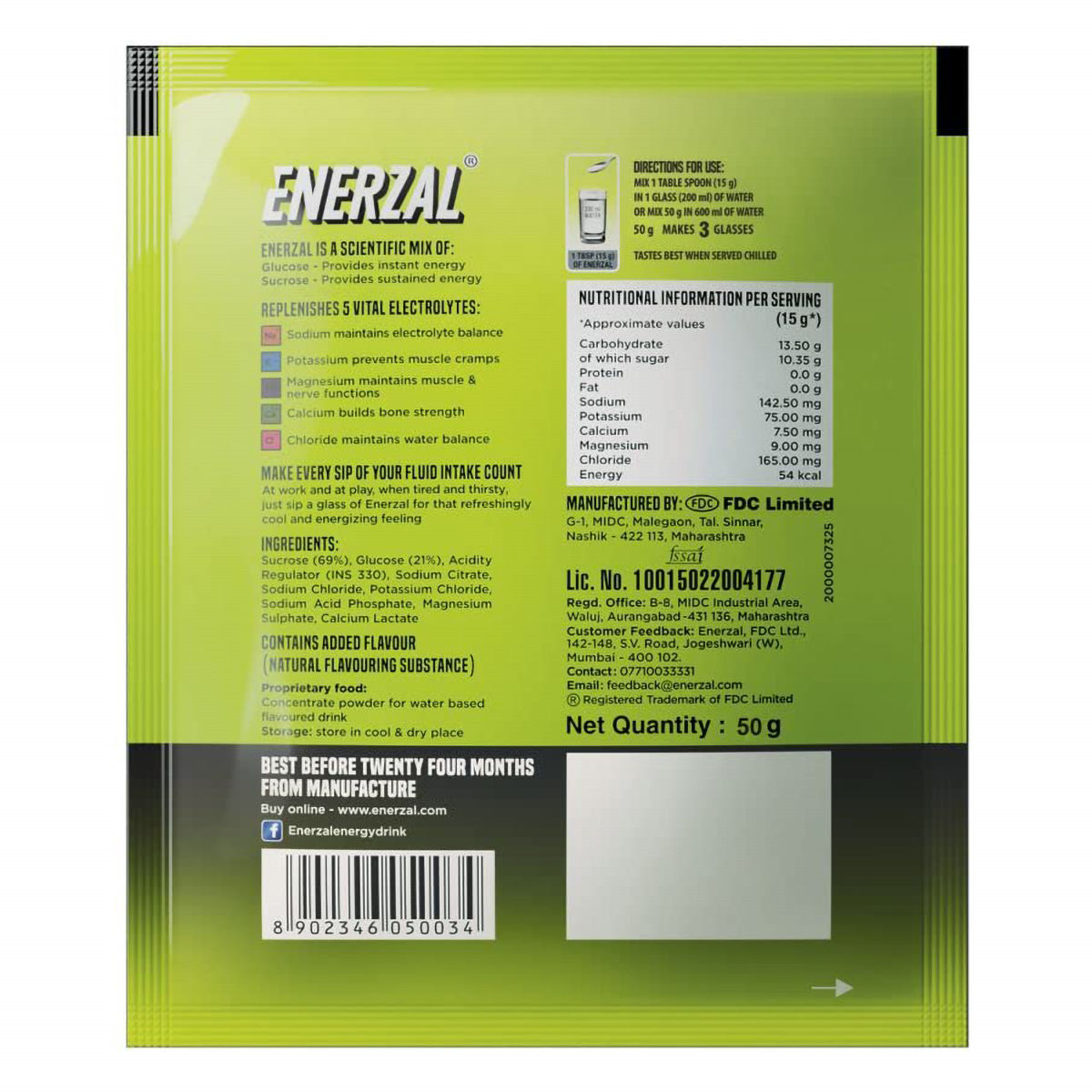 Enerzal Lime Flavour Energy Drink Powder, 50 gm Price, Uses, Side ...