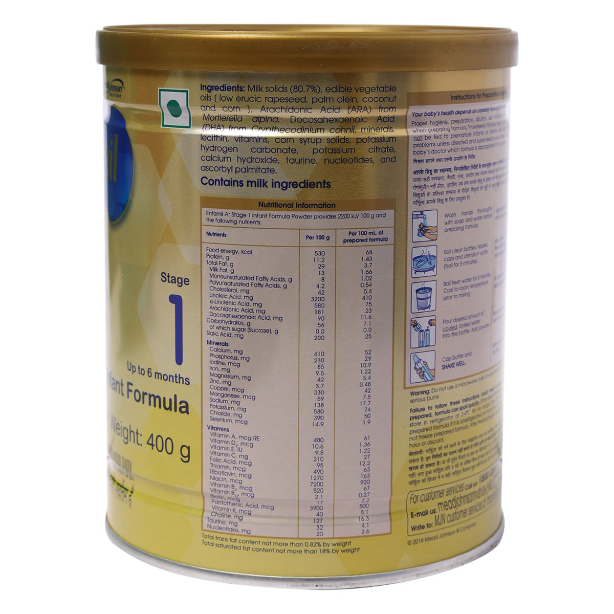 Enfamil A+ Infant Formula Stage 1 Powder, 400 gm Price, Uses, Side ...