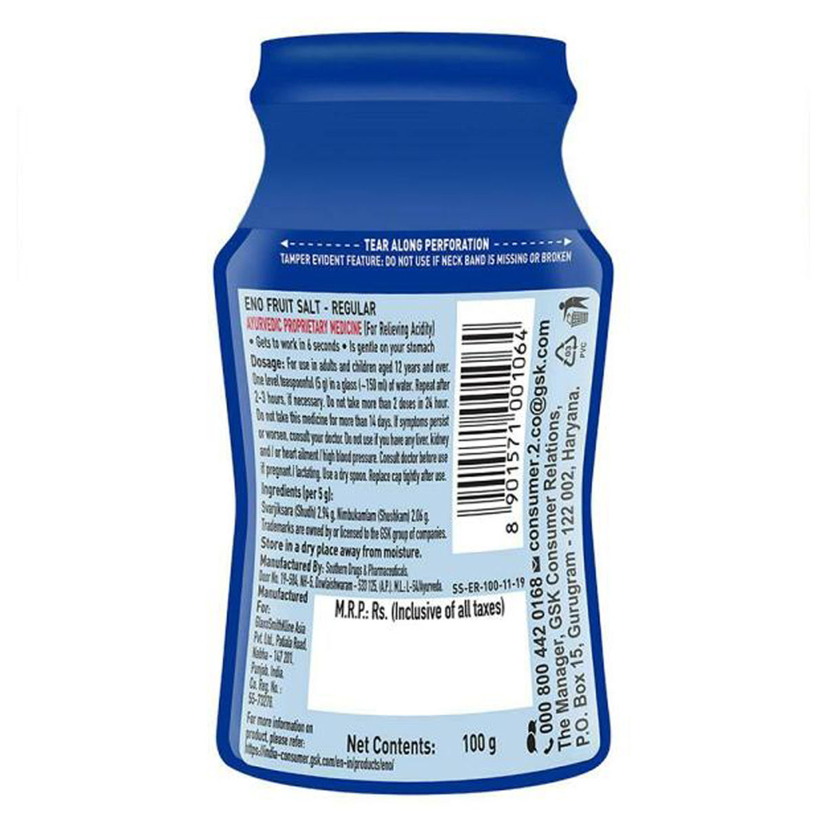 ENO Fruit Salt Regular Flavour Powder, 100 gm Price, Uses, Side Effects ...