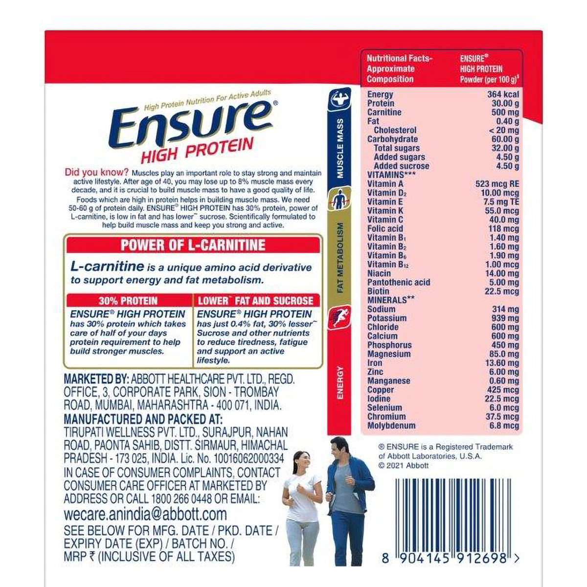 Ensure High Protein Vanilla Flavour Powder for Adults, 200 gm Price ...