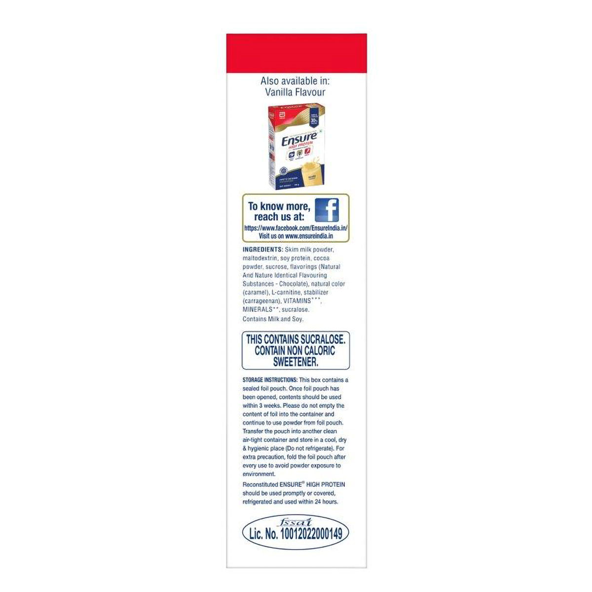 Ensure High Protein Chocolate Flavour Powder for Adults, 200 gm Price ...