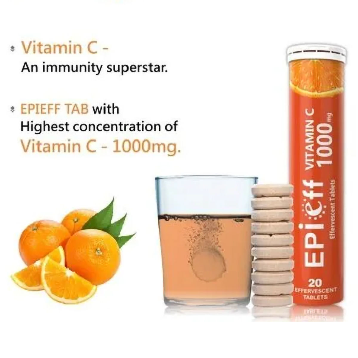 Epieff Vitamin C 1000mg Effervescent Tablet | Uses, Side Effects, Price | Apollo Pharmacy
