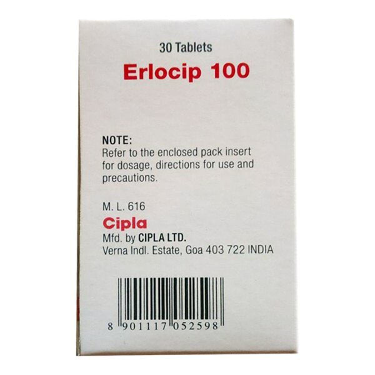 Erlocip 100 Tablet 30's Price, Uses, Side Effects, Composition - Apollo ...